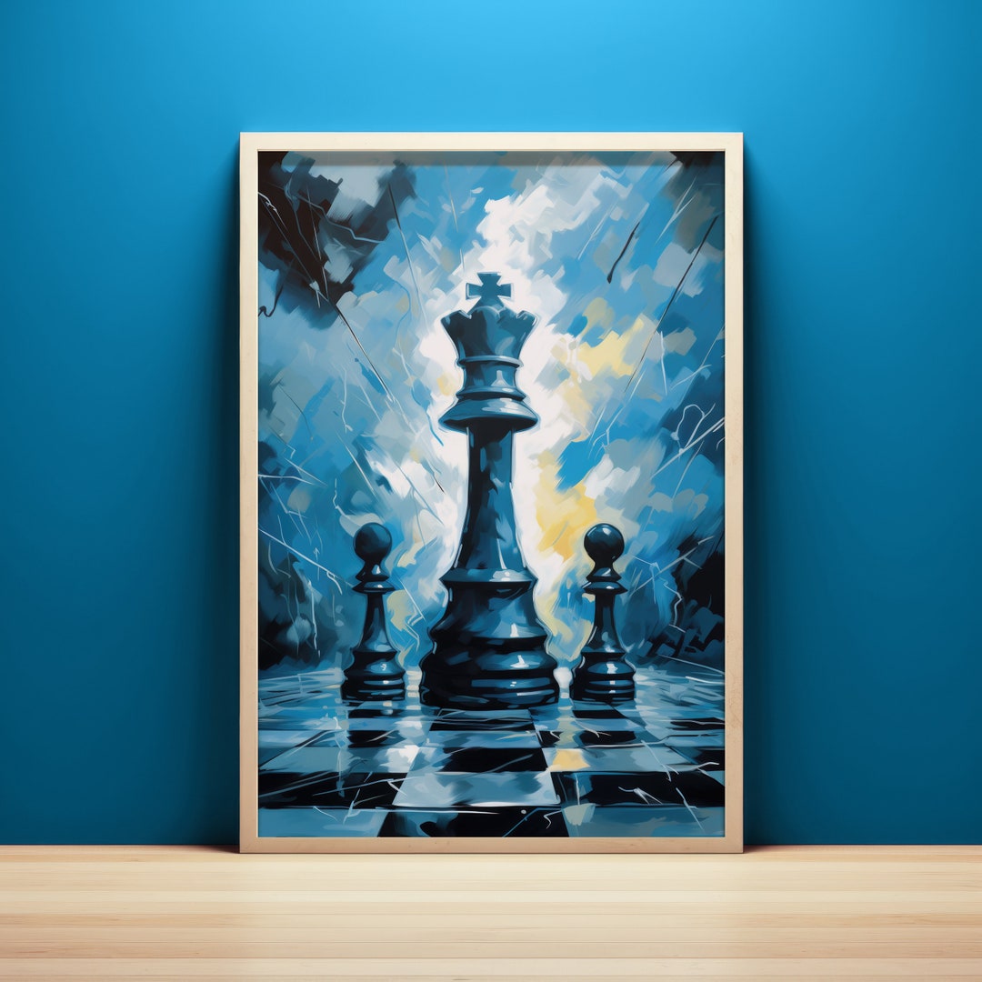 Abstract Blue Chess King Printable, Trendy Art Digital Download ...