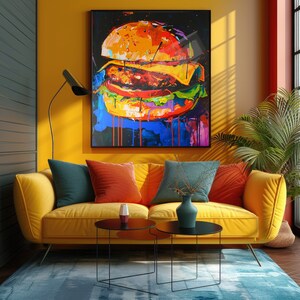 Colorful Burger Poster, Printable Wall Art, Instant Download, Unique ...