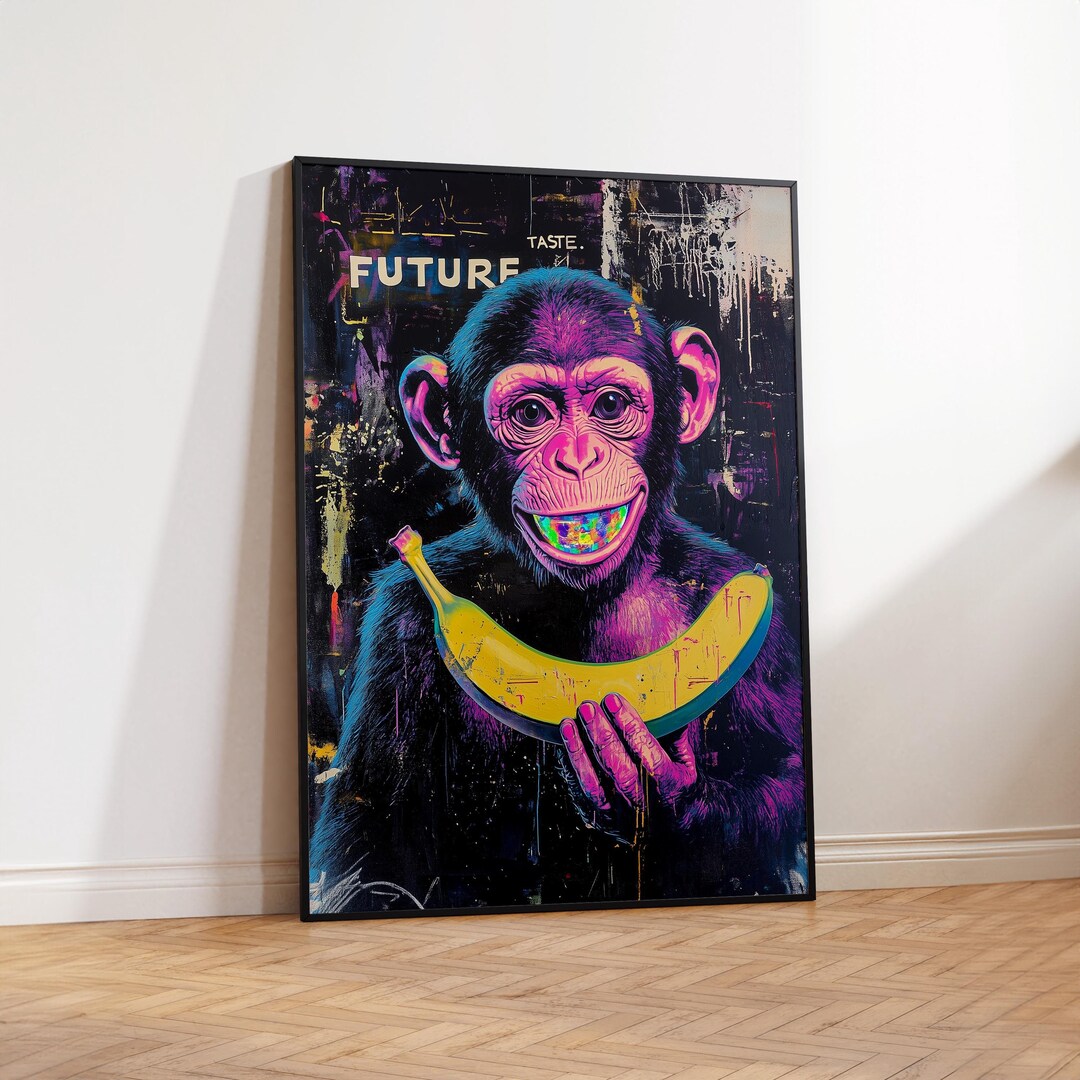 FUTURE Vibrant Neon Pop Art Monkey Poster, Digital Download, Printable ...