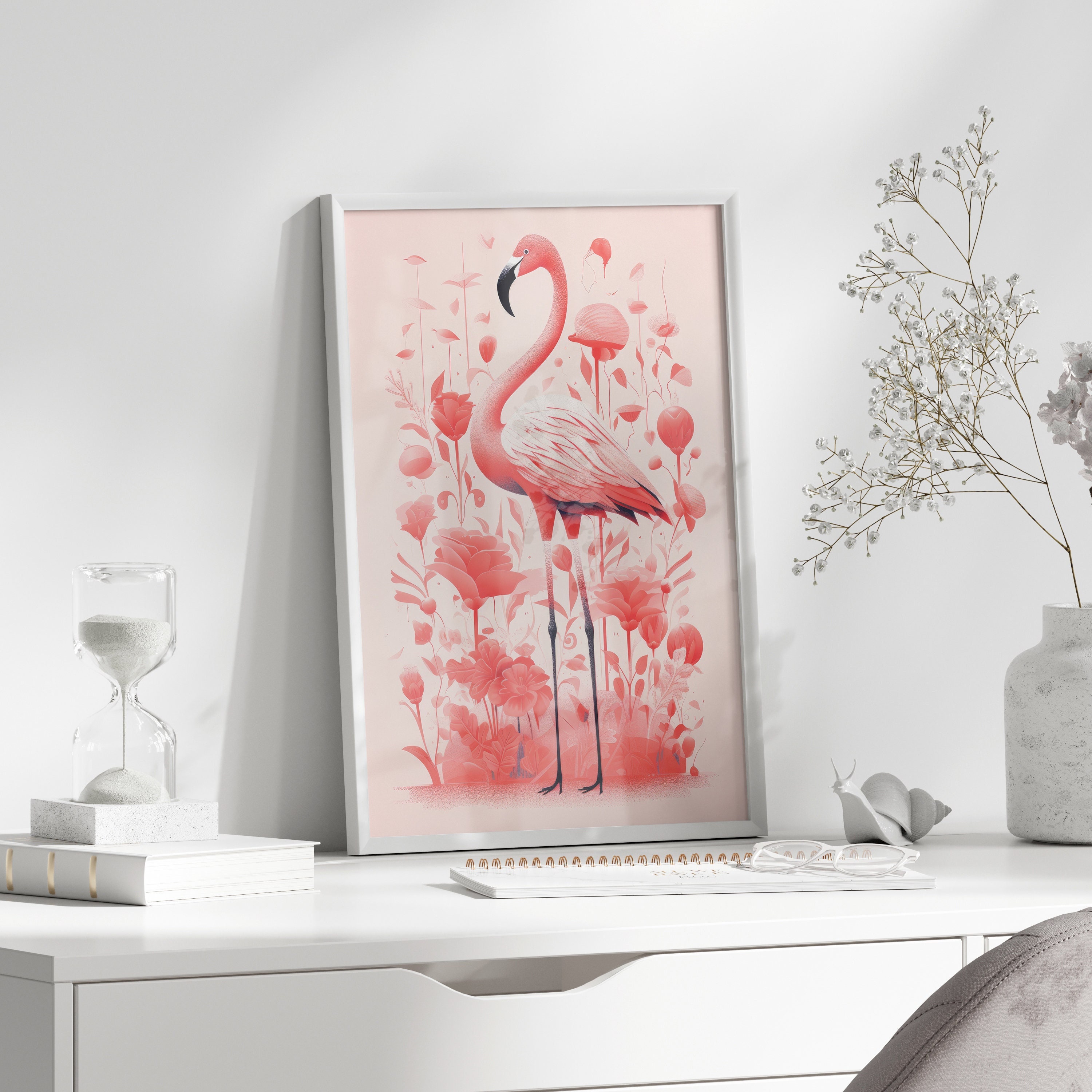 Light Pink Flamingo Print Instant Download Printable Wall Art, Trendy ...