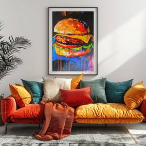 Colorful Burger Poster, Printable Wall Art, Instant Download, Unique ...