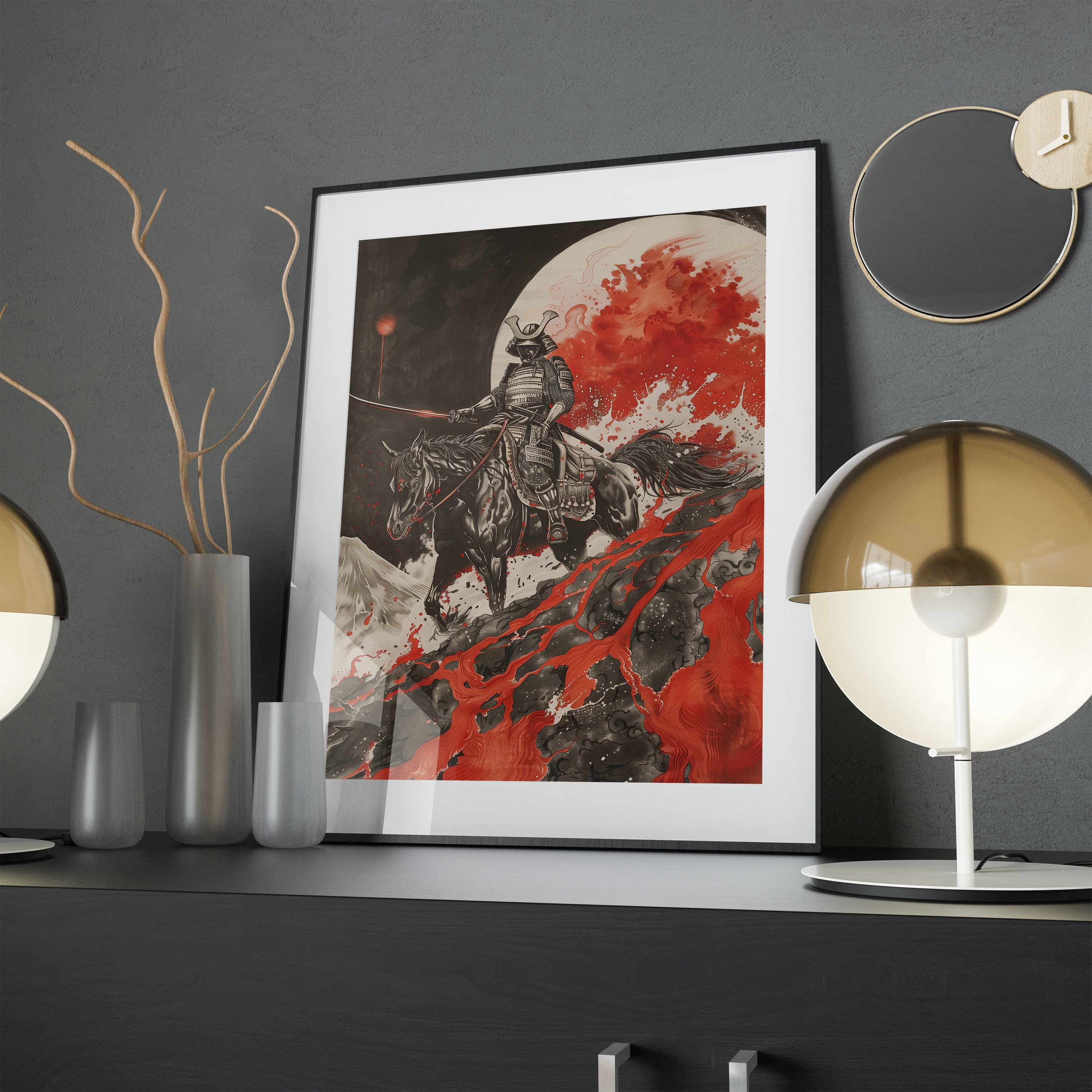 Vintage Shogun Painting, Printable Wall Art Digital Download, Black ...
