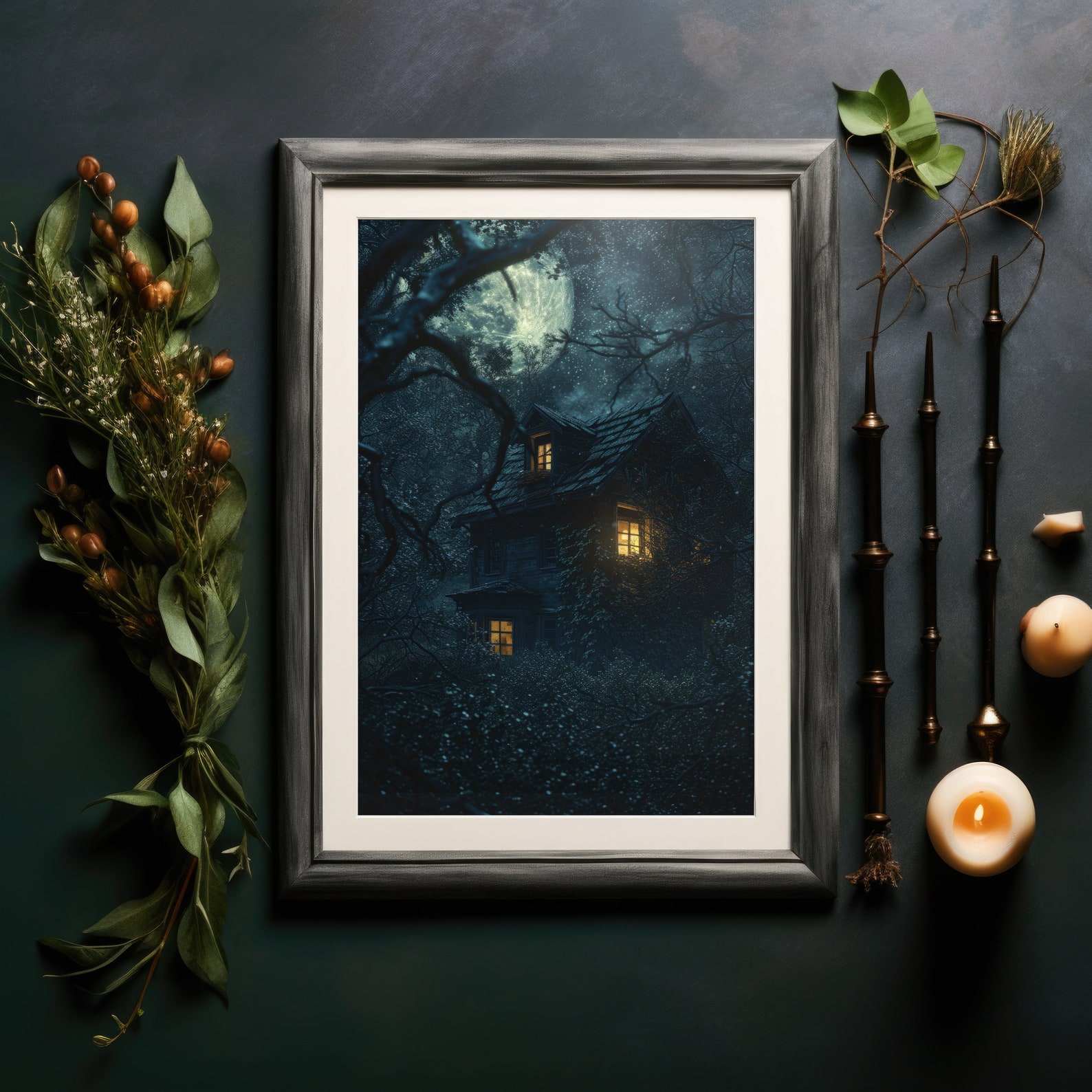 Witchy Cabin in the Woods Poster, Printable Wall Art, Instant Download ...