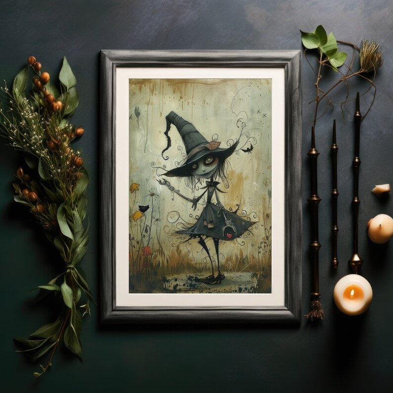 Whimsical Witch, Printable Wall Art, Instant Download, Moody Witchcore ...