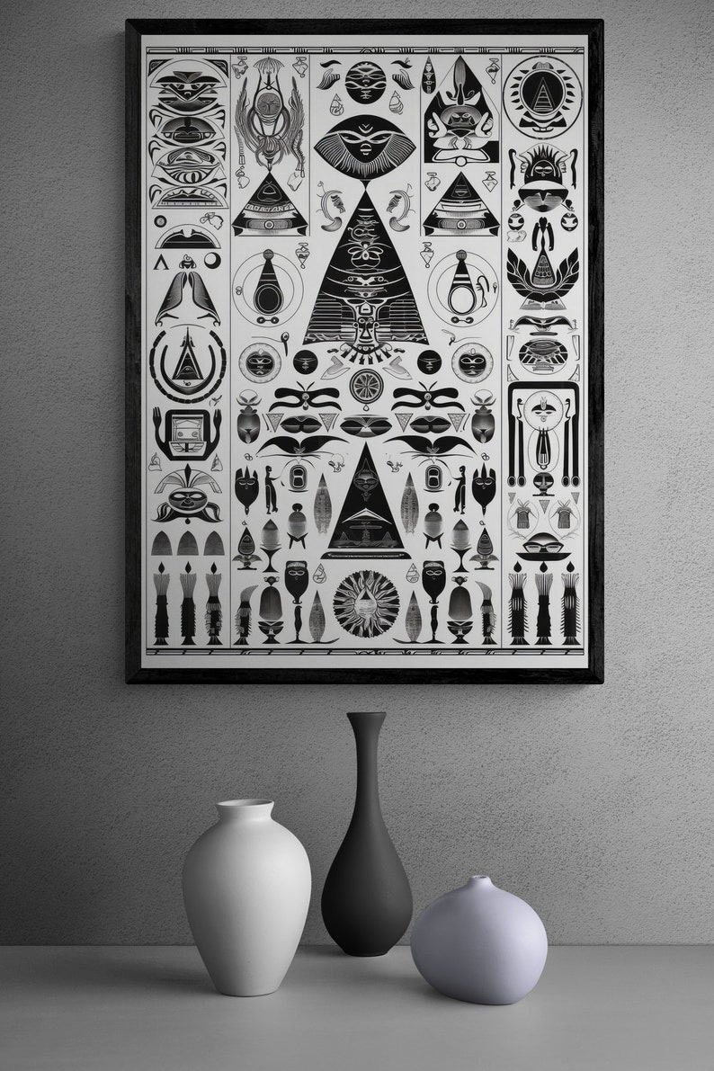 Egyptian Hieroglyphics Illustration Wall Art Poster Wall - Etsy