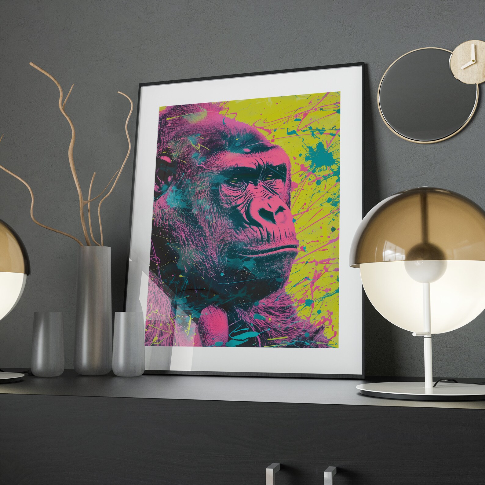 Vibrant Harambe Poster, Printable Wall Art, Instant Download, Neon ...