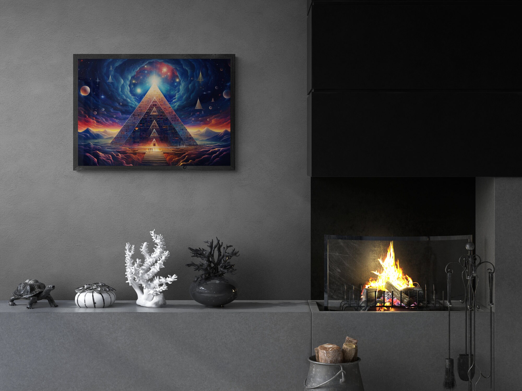 Sacred Pyramid Print, Instant Download, Eclectic Fantasy Space Themed ...