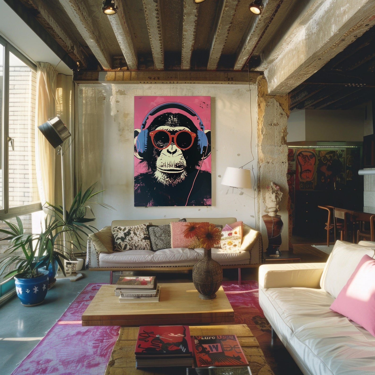 Funky Monkey Poster, Printable Wall Art, Instant Download, Vibrant Pop ...