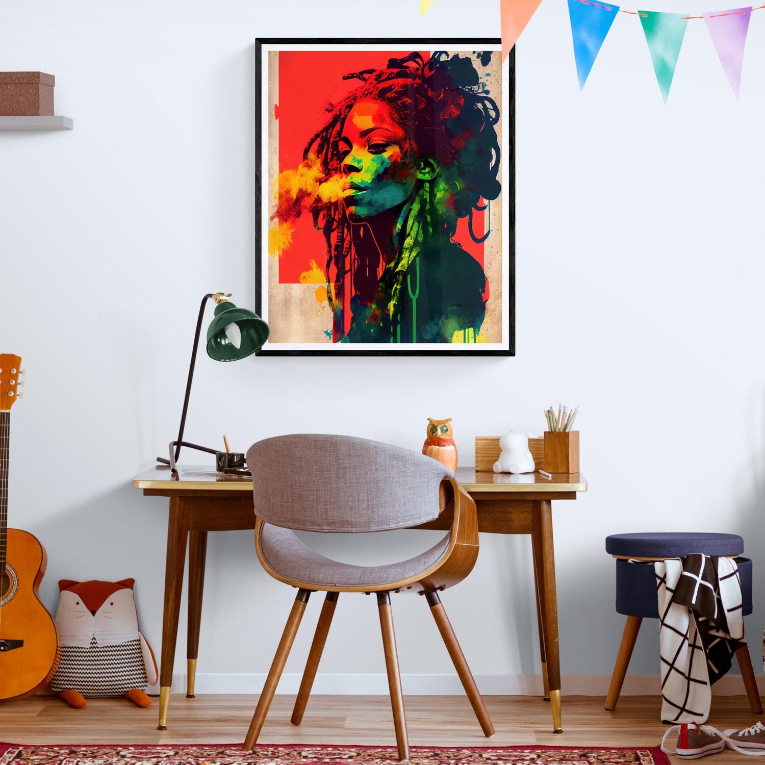 Jamaican Women Portrait | Acrylic Style | Printable Wall Art | Abstract ...