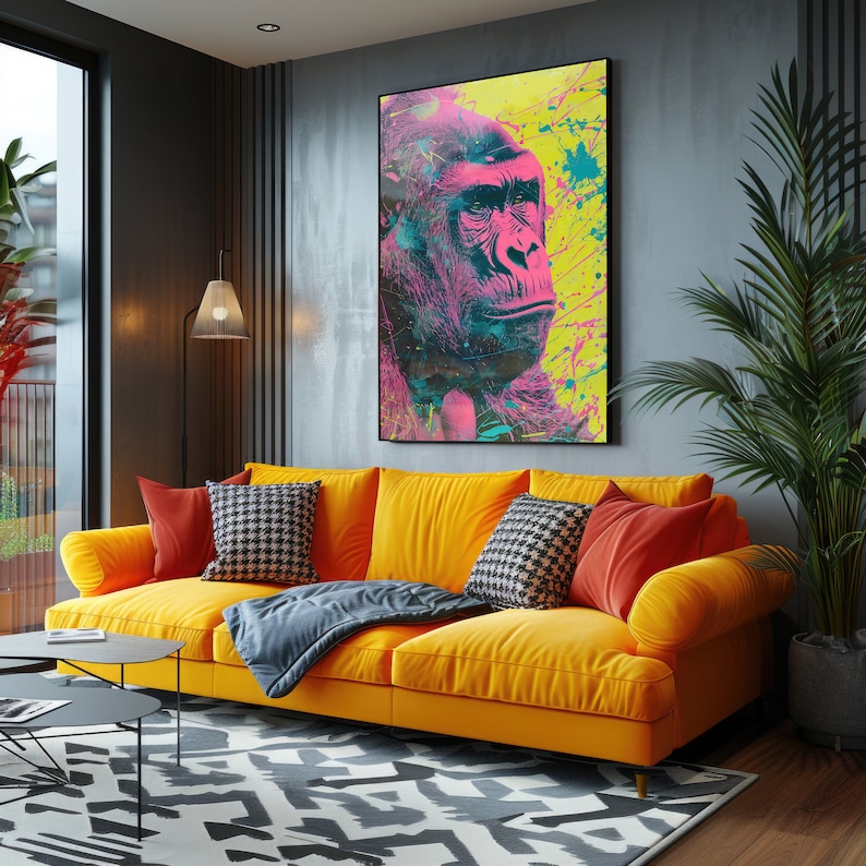 Vibrant Harambe Poster, Printable Wall Art, Instant Download, Neon ...
