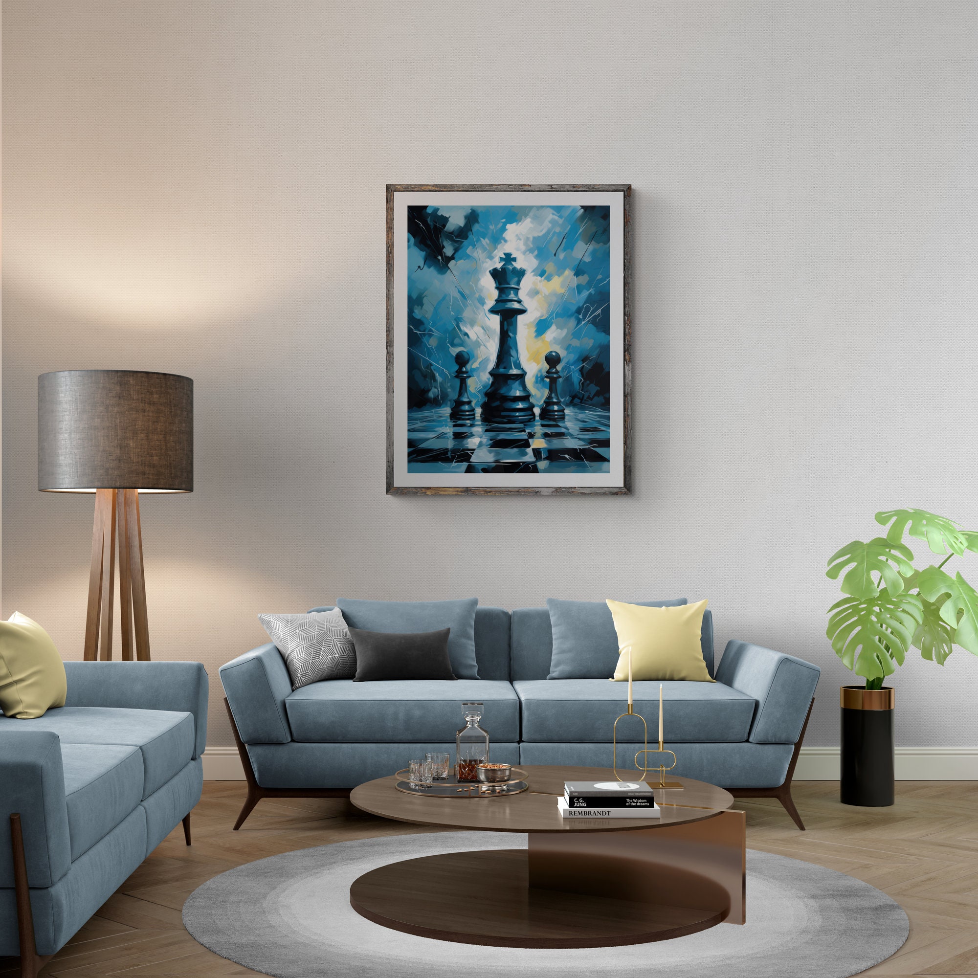 Abstract Blue Chess King Printable, Trendy Art Digital Download ...