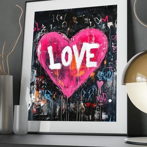 Moody Love Pop Art Poster, Printable Wall Art, Digital Download, Trendy ...