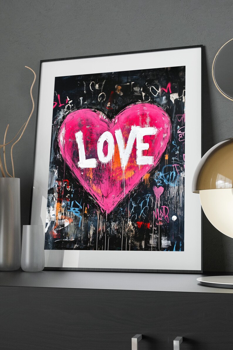 Moody Love Pop Art Poster, Printable Wall Art, Digital Download, Trendy ...