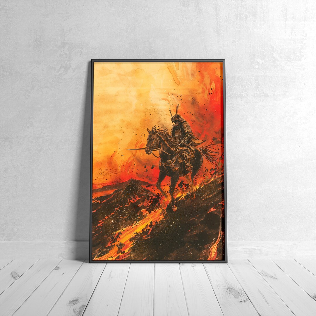 Moody Samurai Shogun Painting, Instant Download, Printable Wall Art ...