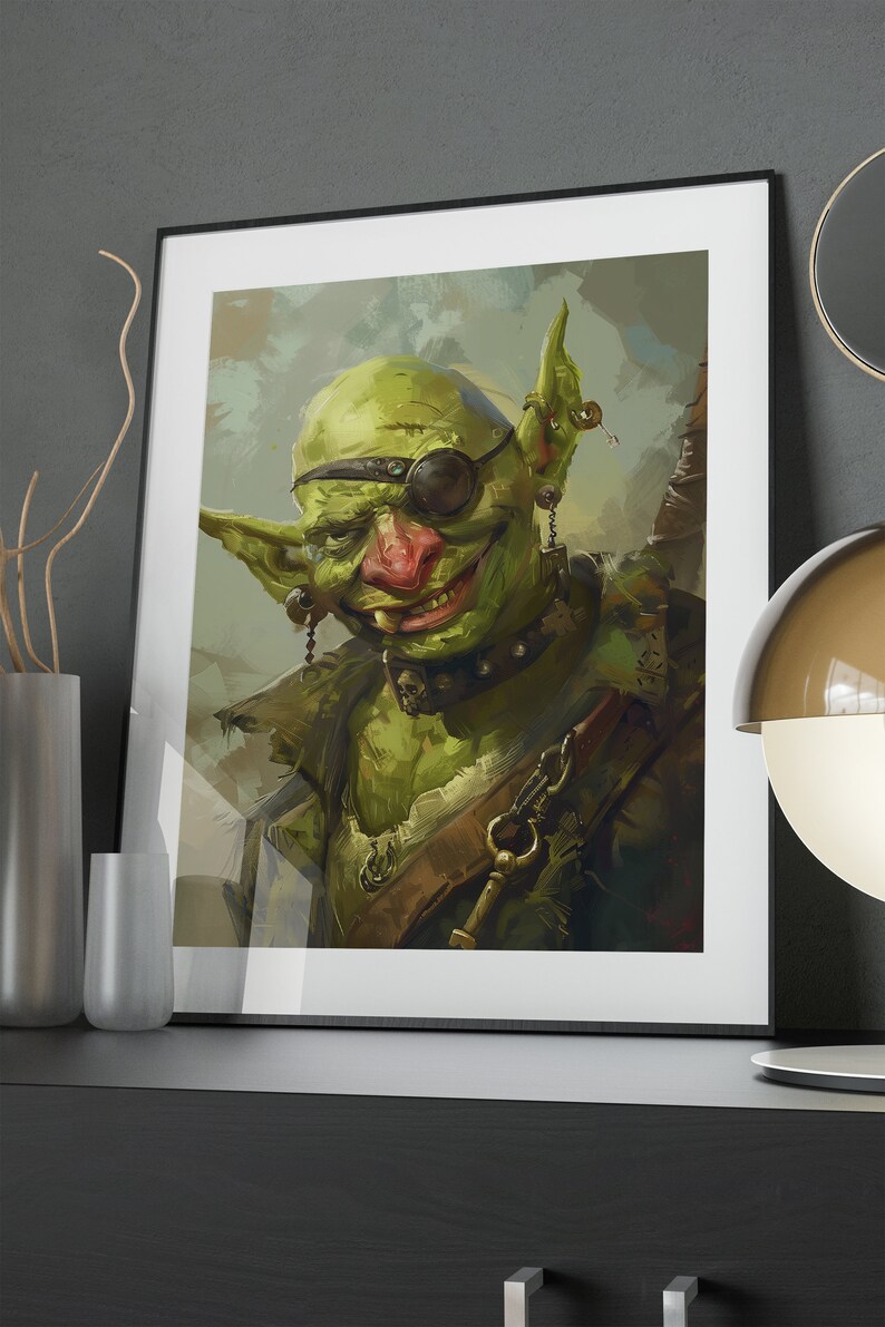 Bald Goblin Portrait Print, Digital Download, Printable Wall Art ...