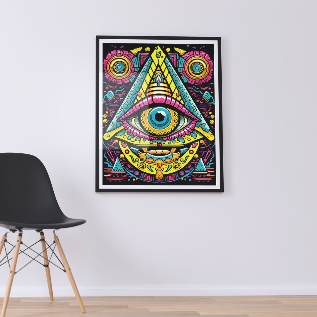 DMT Third Eye Illustration Printable Wall Art Instant Download, Vibrant ...