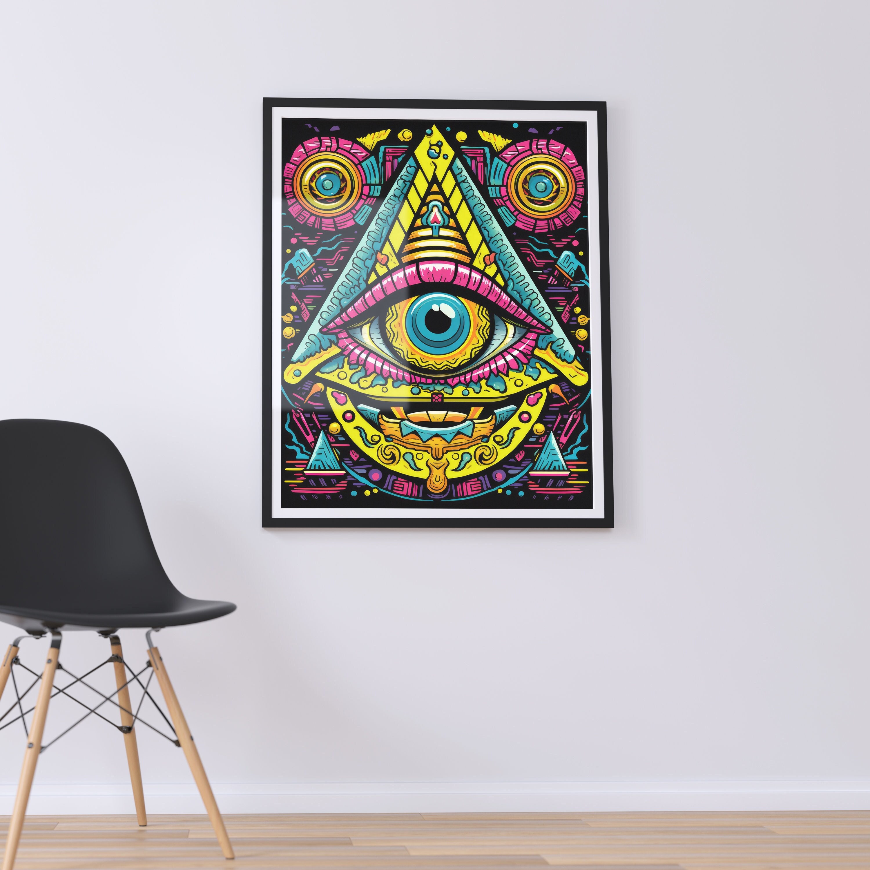 DMT Third Eye Illustration Printable Wall Art Instant Download, Vibrant ...