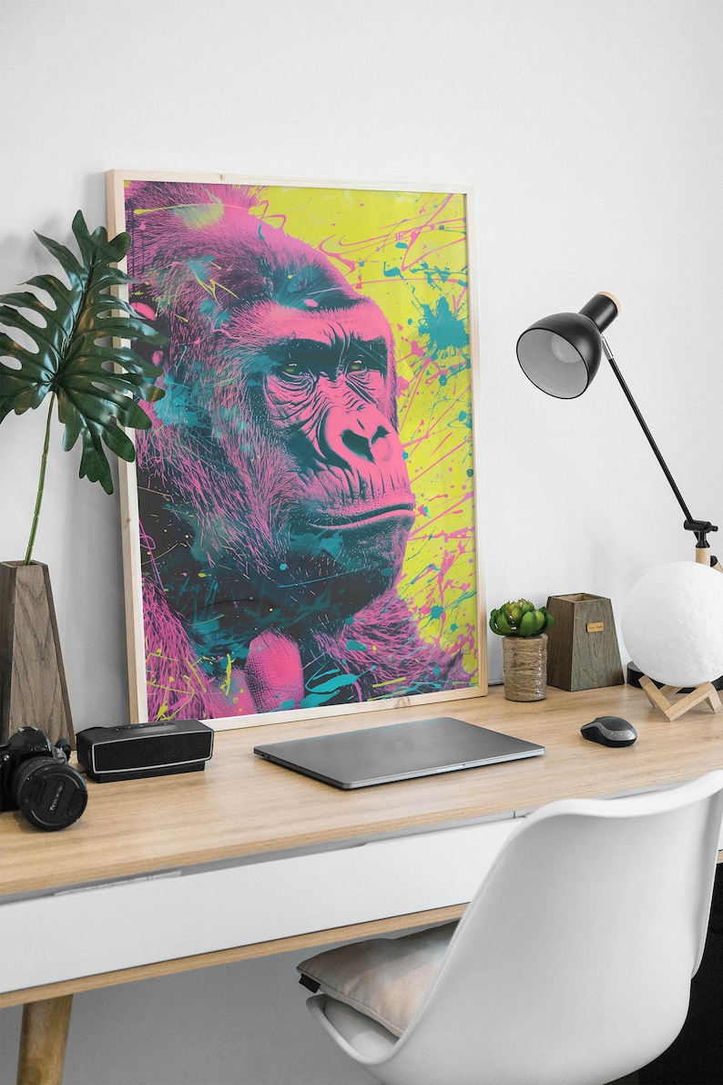 Vibrant Harambe Poster, Printable Wall Art, Instant Download, Neon ...