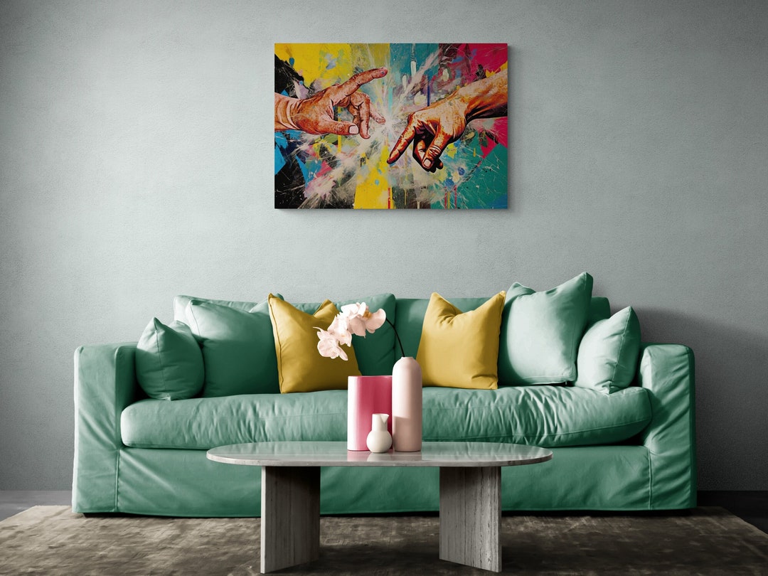 Abstract Creation of Adam Pop Art Painting, Printable Wall Art Instant ...