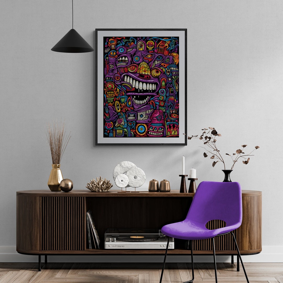 Trippy Poster Printable Wall Art Instant Download, Psychedelic Painting ...