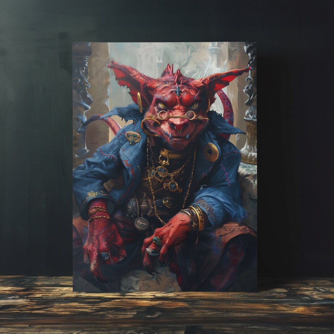 Preppy Red Goblin Portrait, Printable Wall Art, Digital Download ...