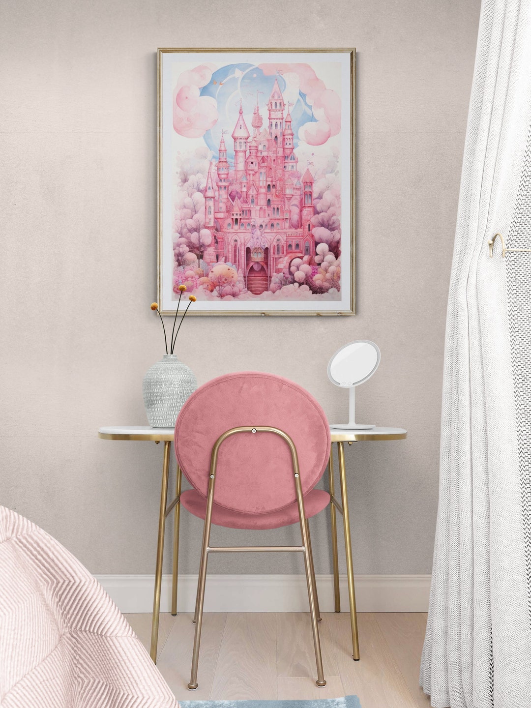 Preppy Maximalist Castle Painting, Printable Wall Art Instant Download ...