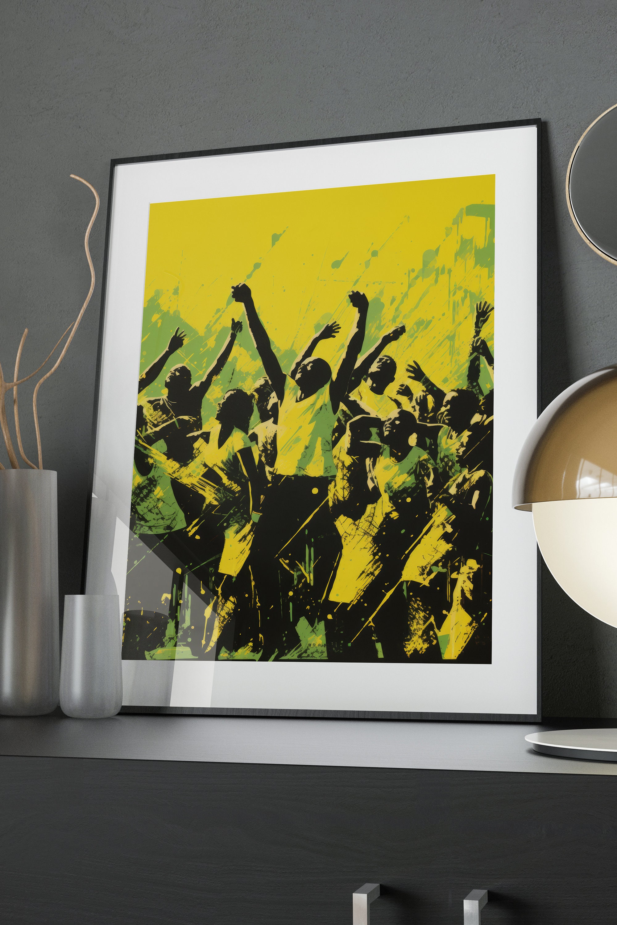 Brazilian Soccer Fan Painting Printable Wall Art Yellow & - Etsy