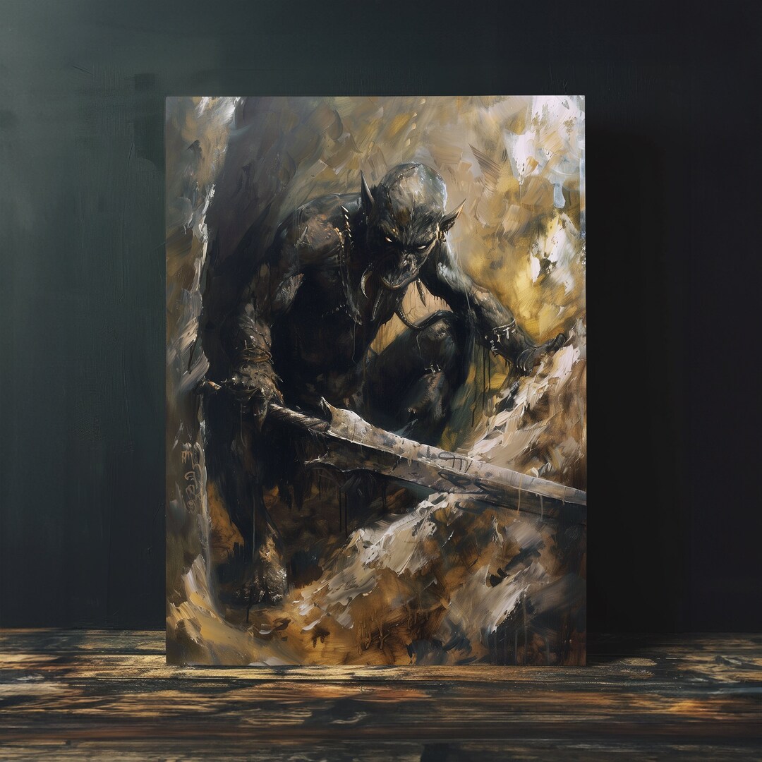 Dark Orc Poster, Printable Wall Art, Downloadable Dark Cottagecore Wall ...