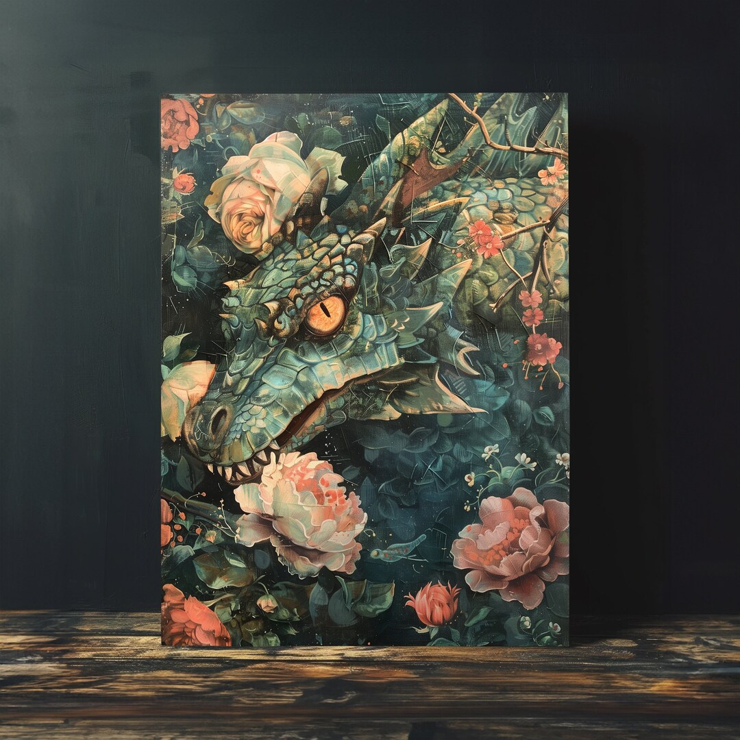 Cottagecore Dragon Painting, Printable Wall Art, Instant Download ...