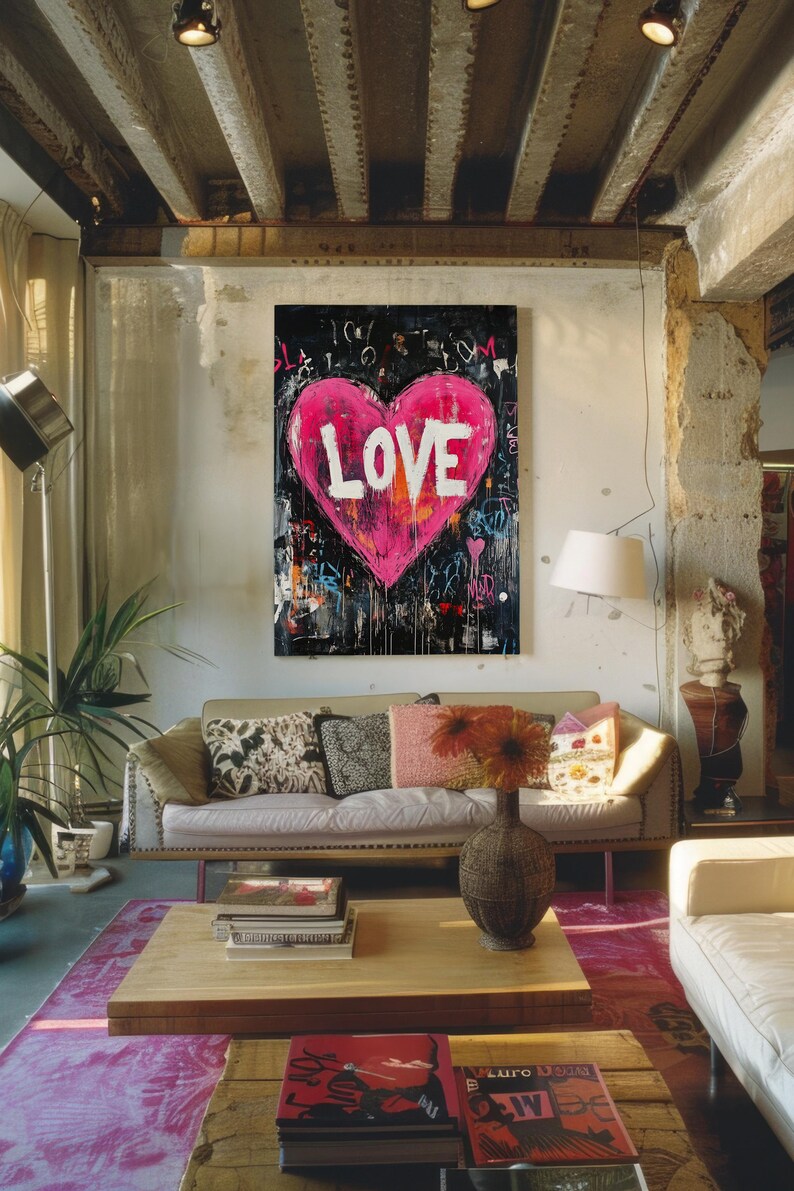Moody Love Pop Art Poster, Printable Wall Art, Digital Download, Trendy ...