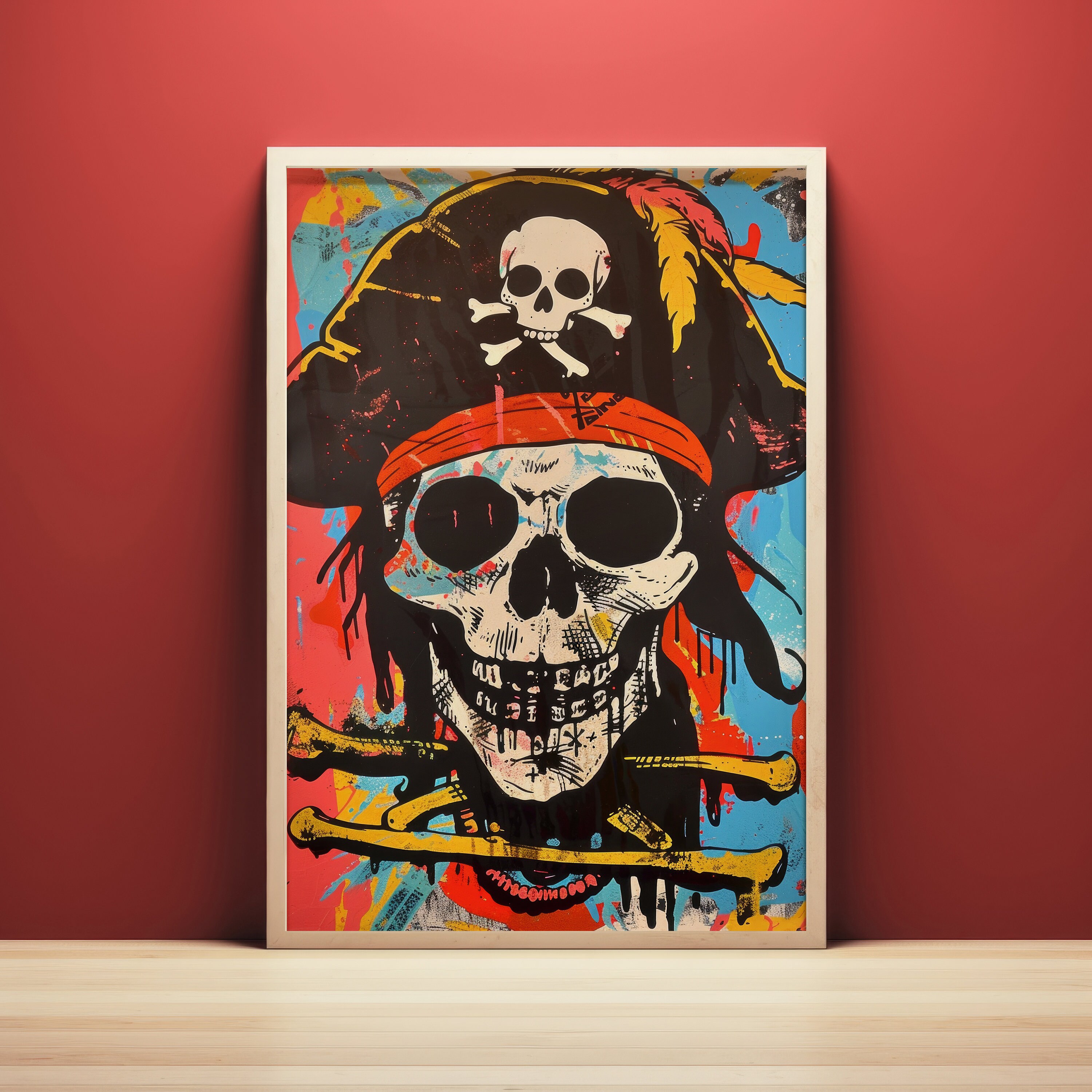 Eclectic Jolly Roger Poster, Printable Wall Art, Digital Download ...