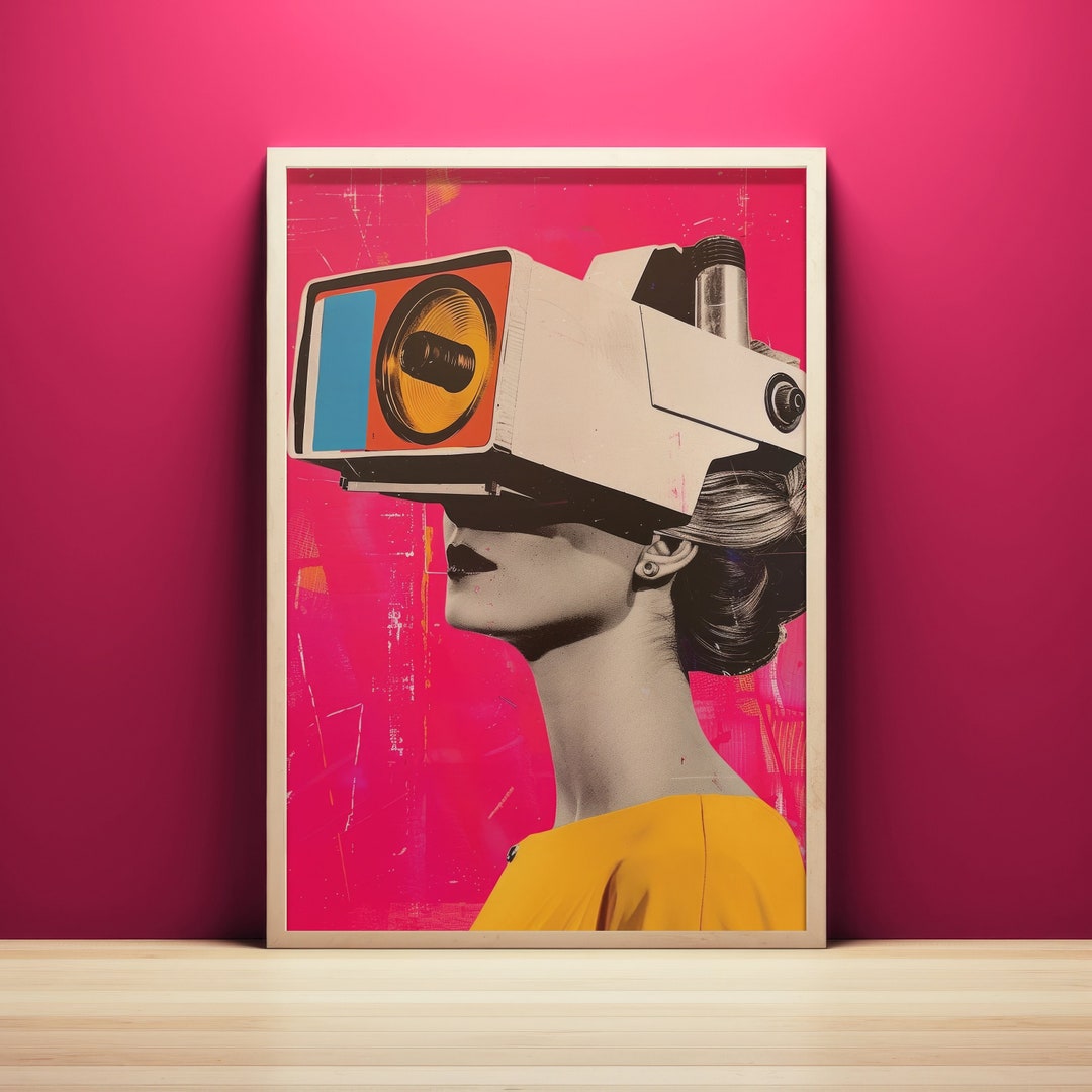 Vibrant Mid Century Pop Art Illustration, Printable Wall Art, Digital ...