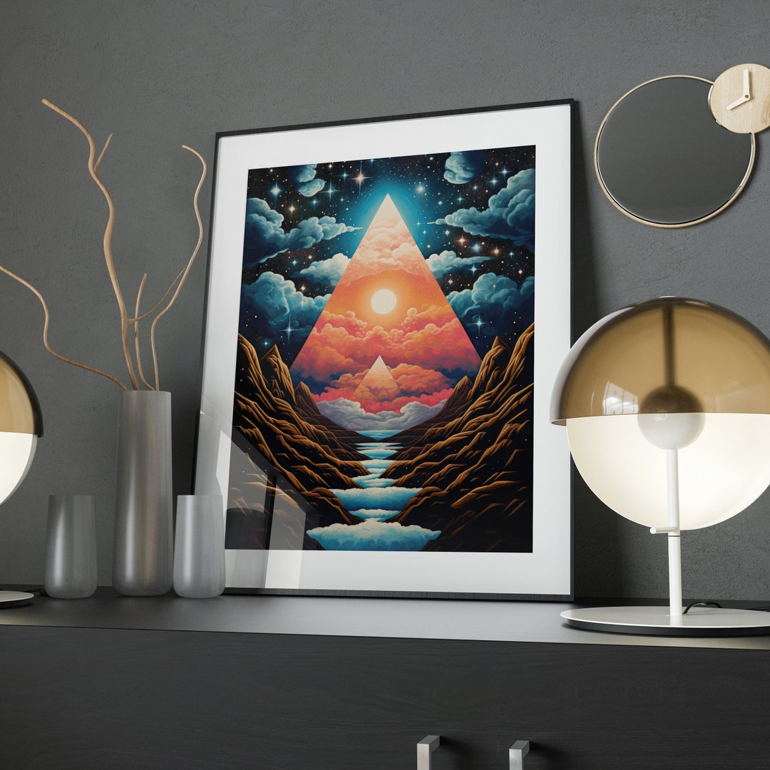 Pyramid of Life: Surreal Landscape Print, Instant Download, Space ...