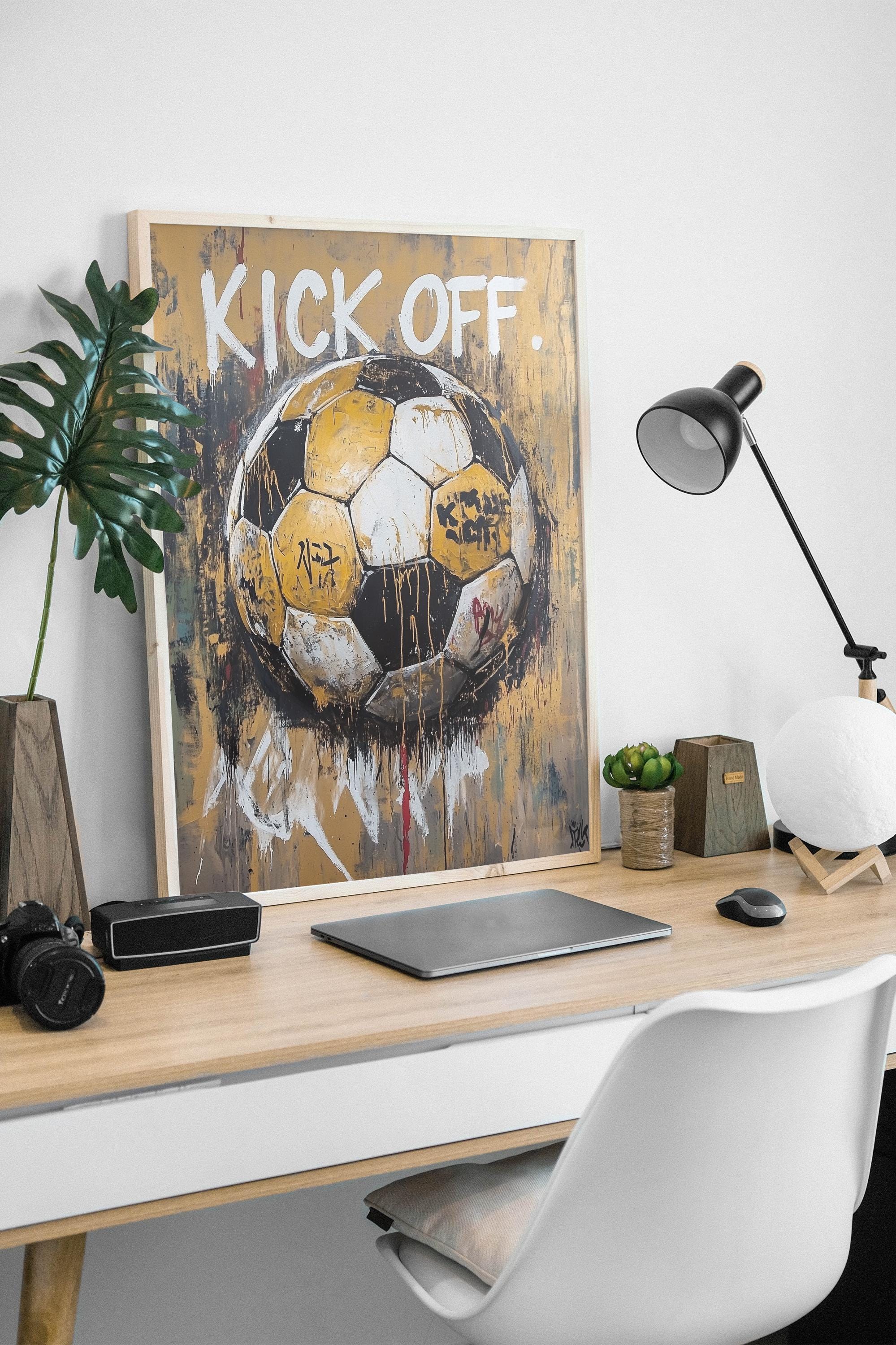 Kick Off: Abstract Trendy Soccer Poster, Printable Boys Room Wall Decor ...