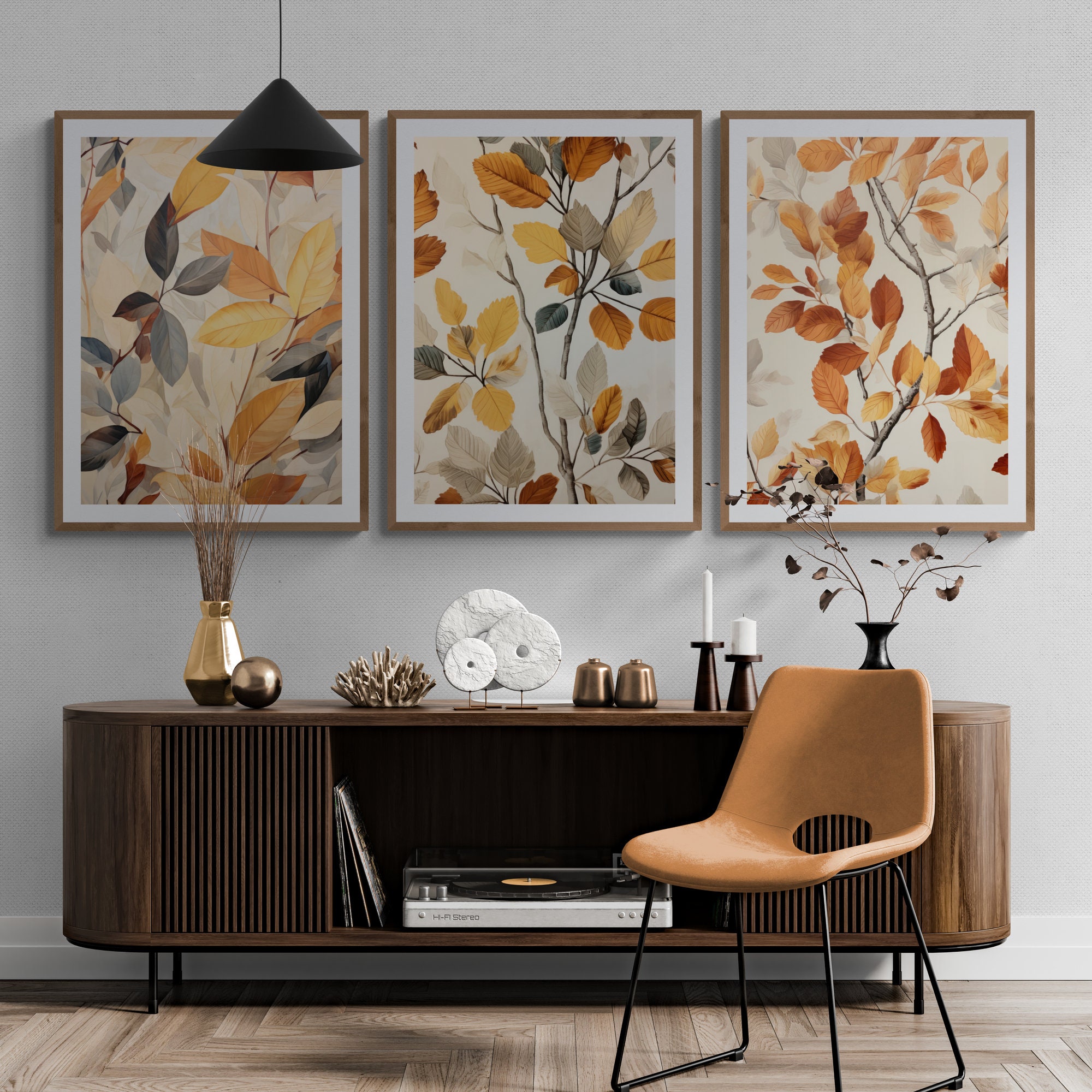 Tryptich Autumn Leaves Print, Instant Download Printable Wall Art, Set ...