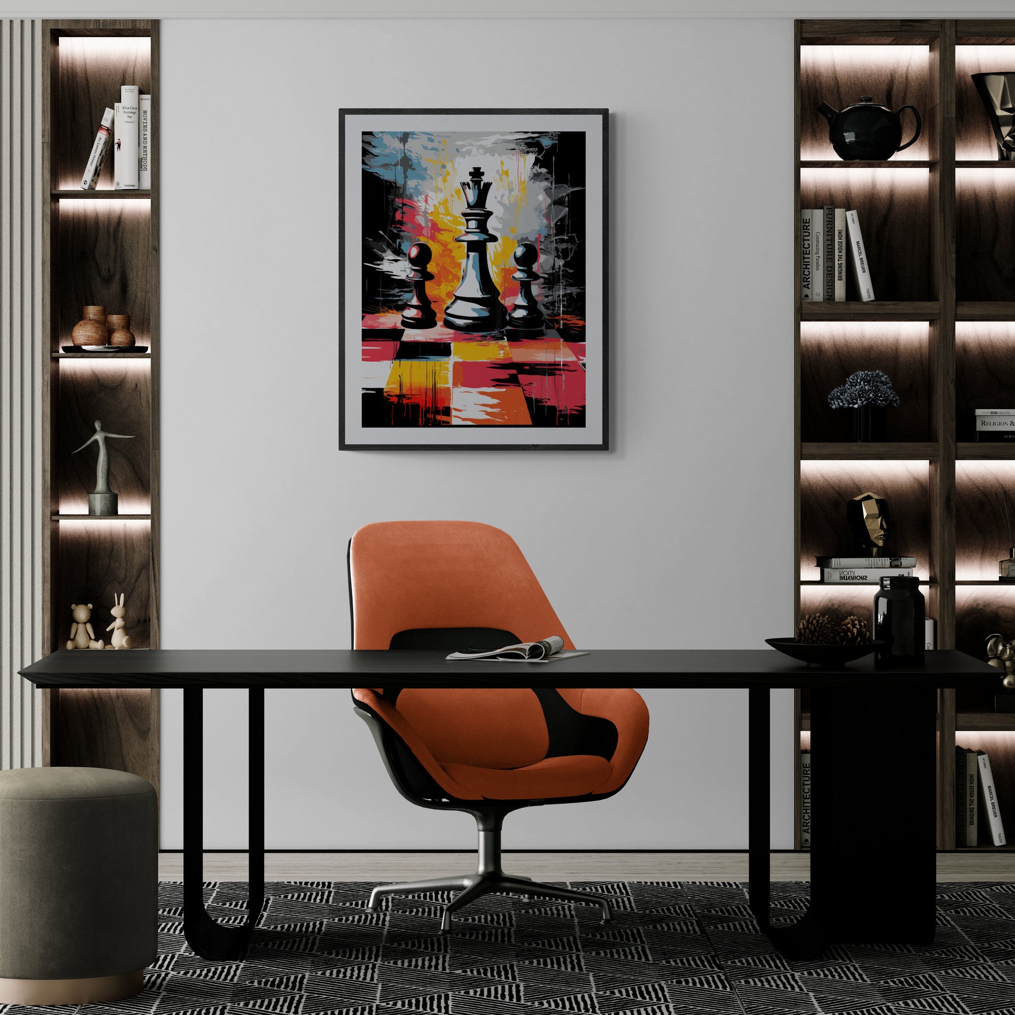 Pop Art Chess King Painting, Wall Art Printable, Trendy Art, Digital ...