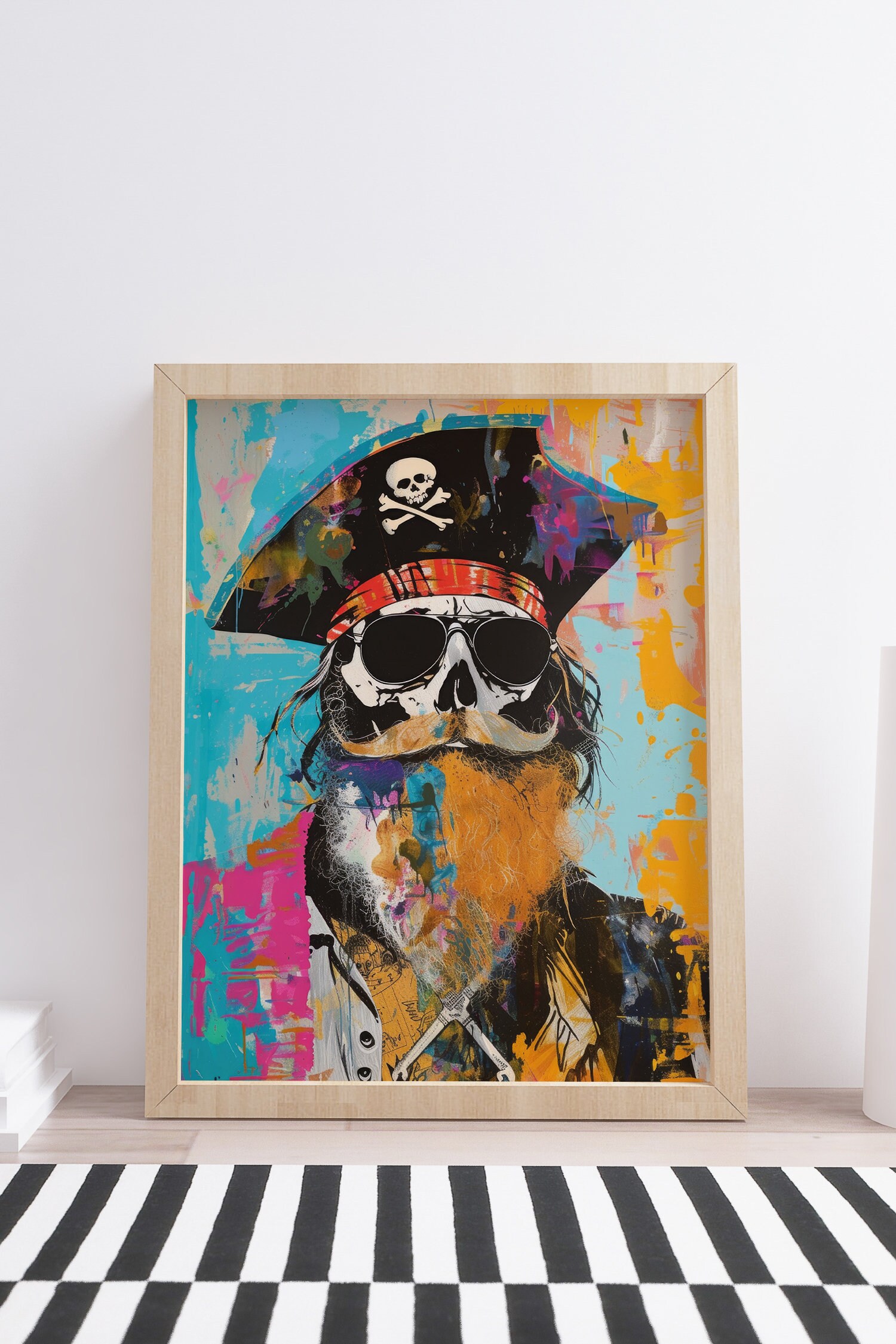 Preppy Pirate Pop Art Poster, Printable Wall Art, Instant Download ...