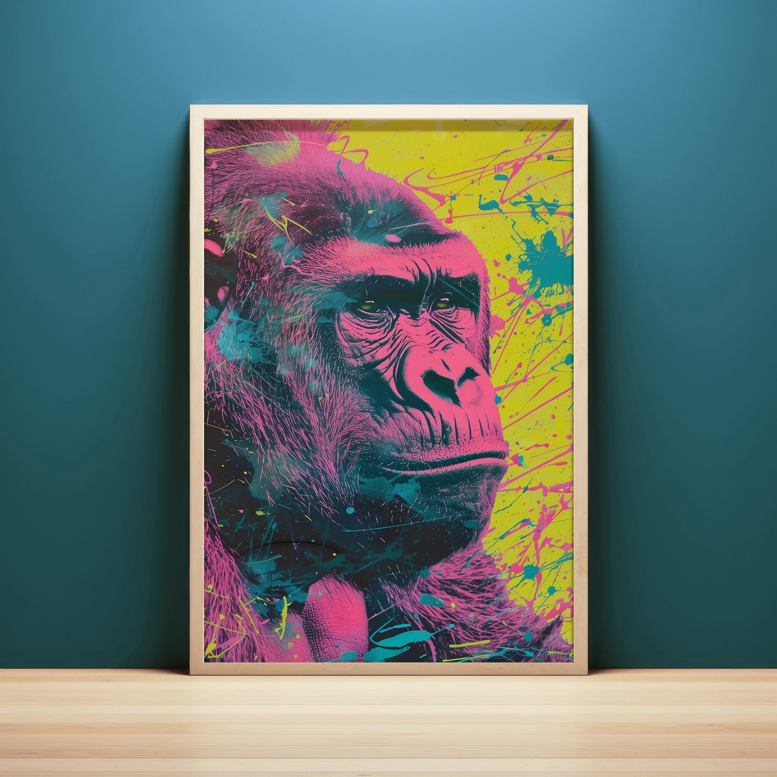 Vibrant Harambe Poster, Printable Wall Art, Instant Download, Neon ...
