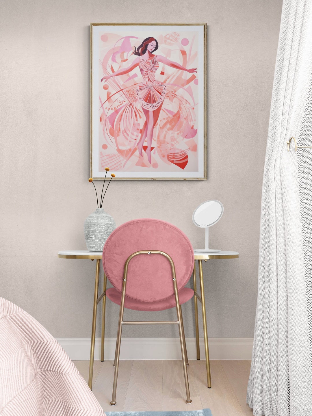 Sensual Dancer Wall Art, Printable Wall Art, Preppy Pink Wall Art ...