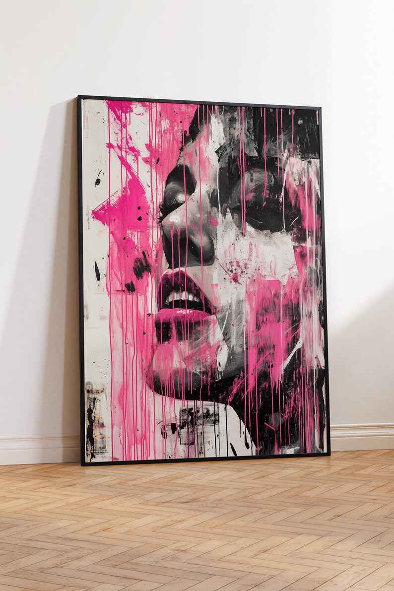 Moody Brash Pink Maximalist Print, Digital Download, Printable Wall Art ...