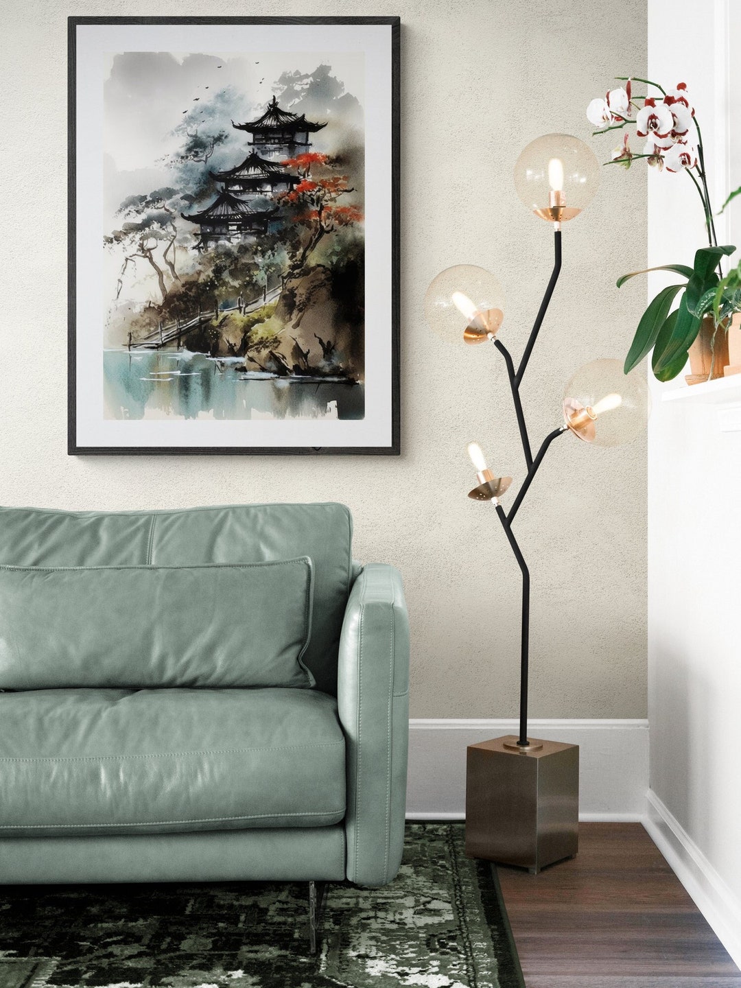 Japanese Ink & Watercolor Landscape Painting Printable Wall Art, Fine ...