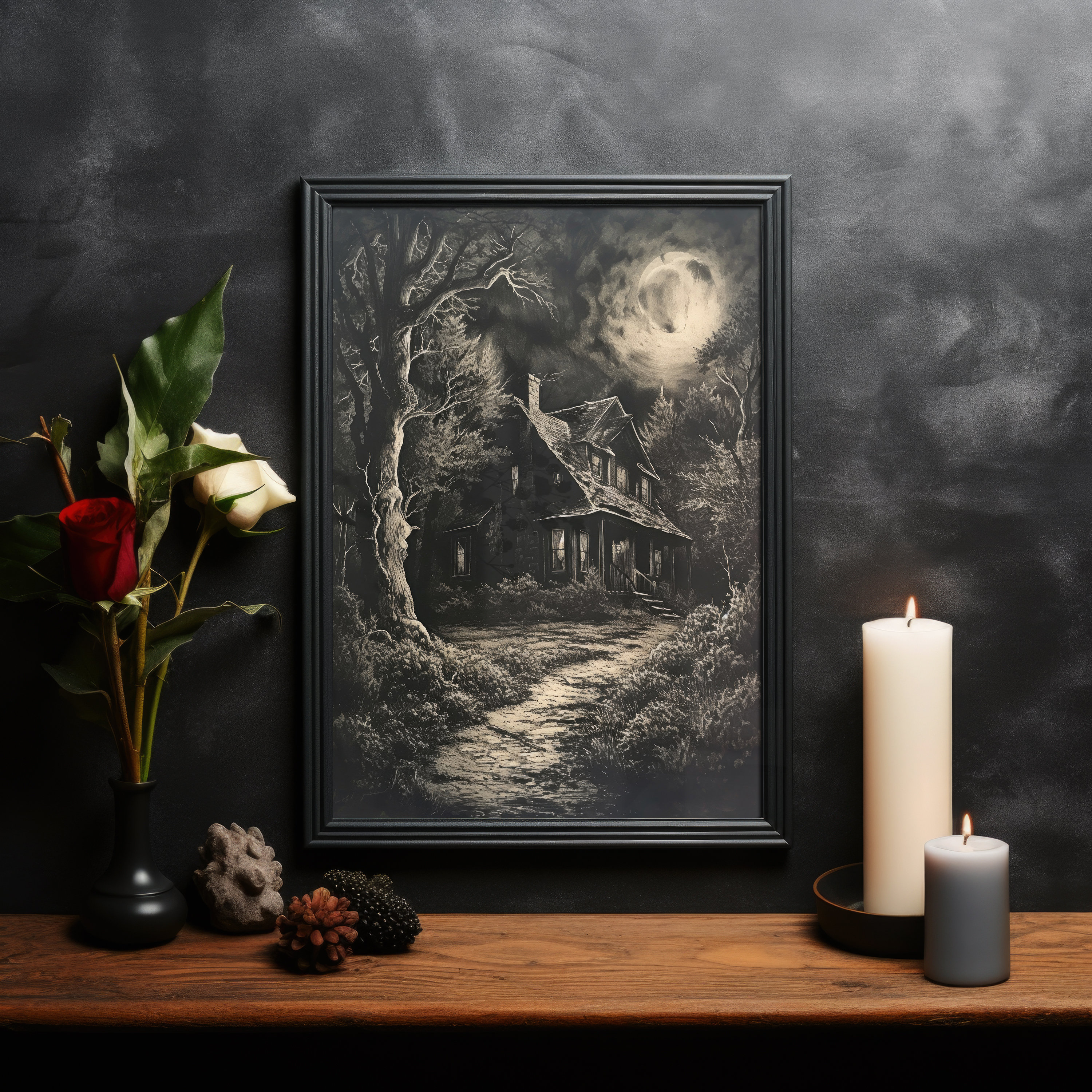 Horror Cabin, Printable Wall Art, Digital Download, Dark Aesthetic Wall ...