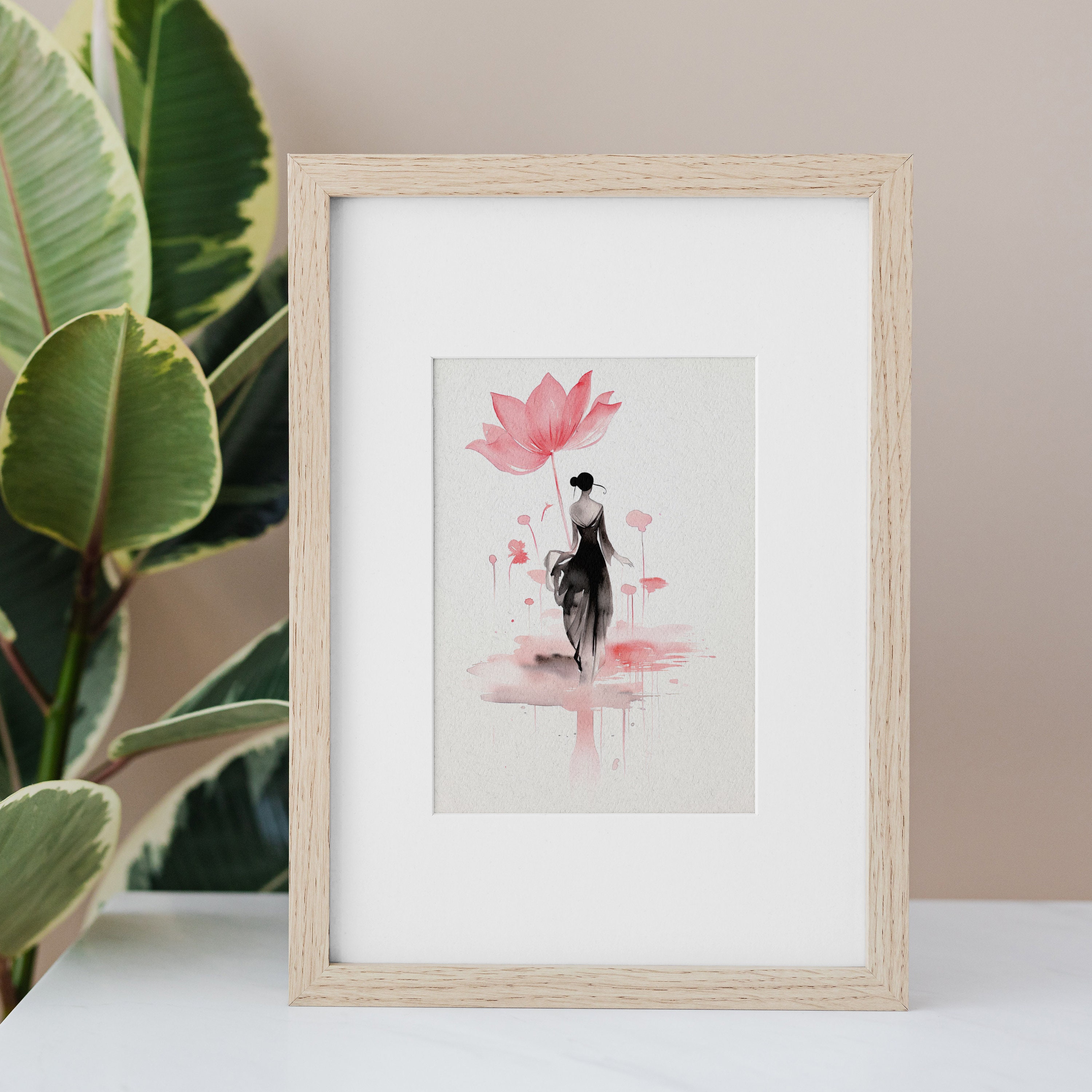 Pink Geisha Painting Instant Download Japanese Printable - Etsy