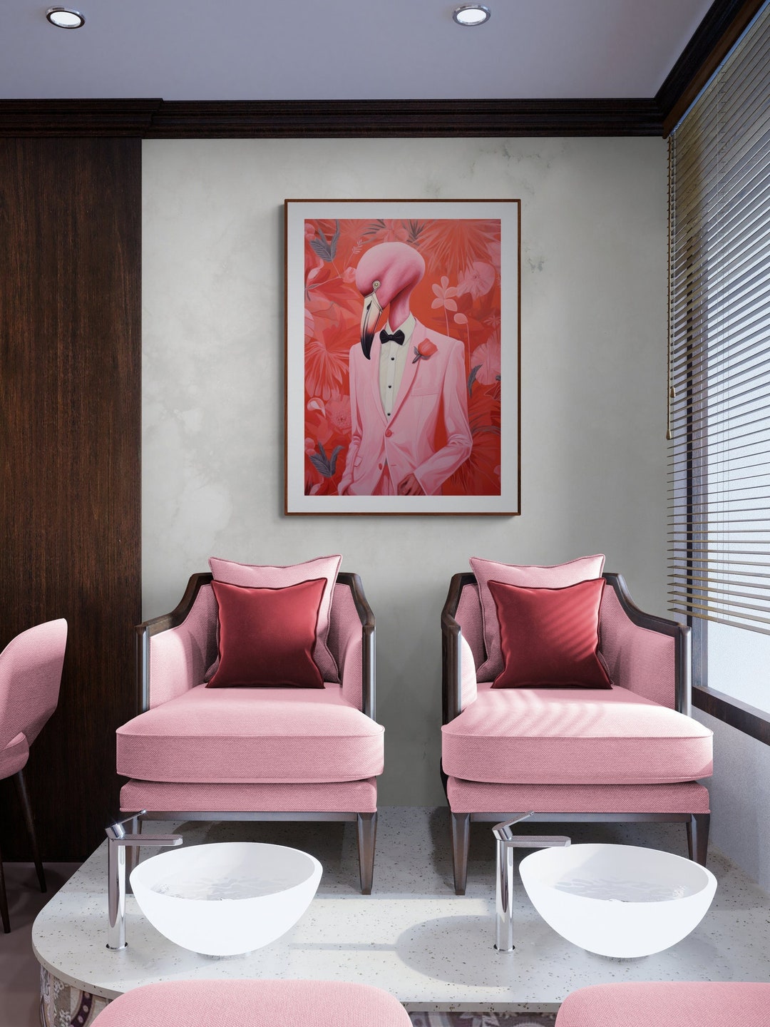 Preppy Flamingo Man: Instant Download, Surreal Maximalist Print ...