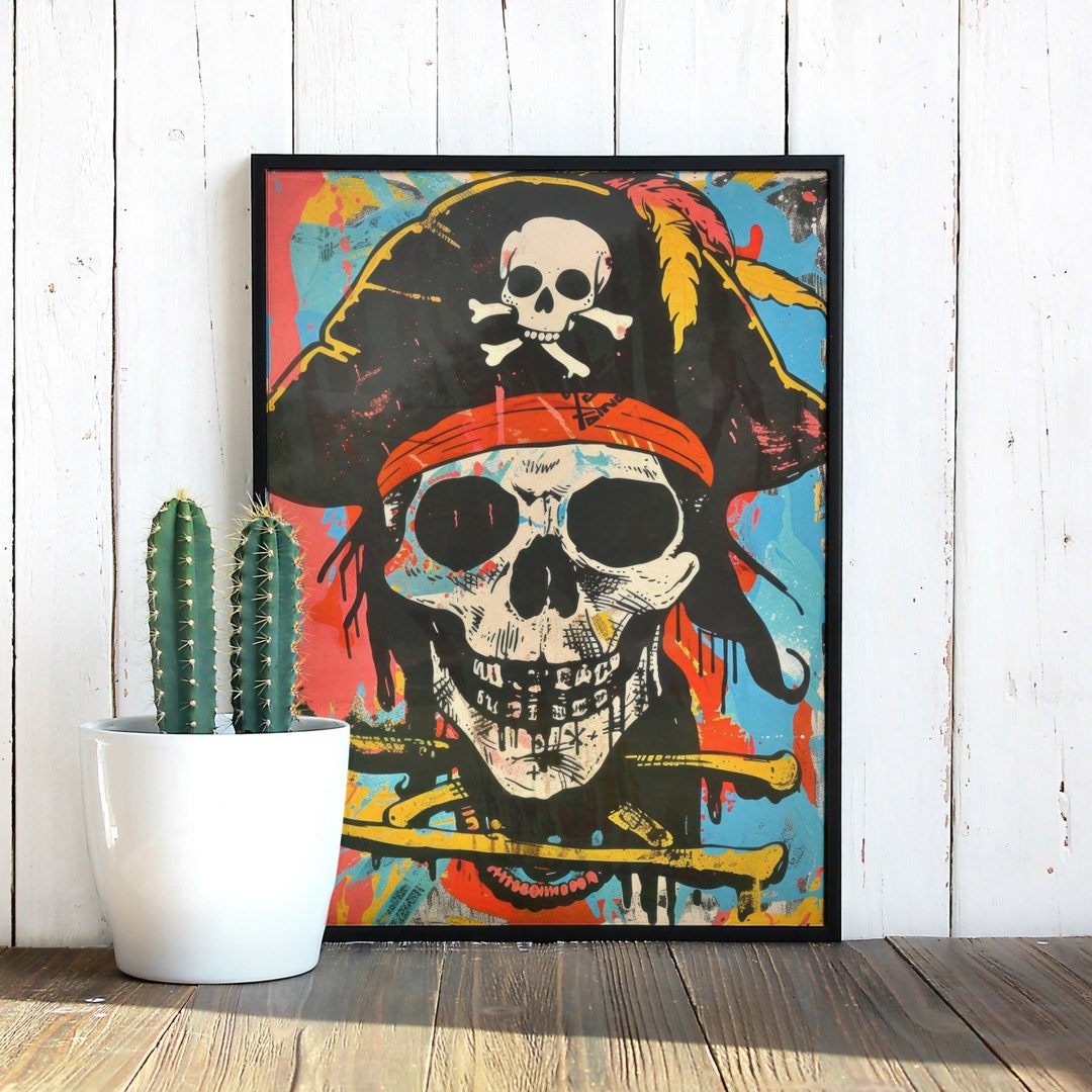 Eclectic Jolly Roger Poster, Printable Wall Art, Digital Download ...