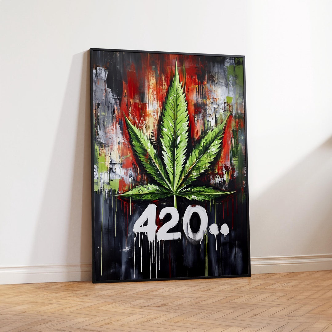 420 Cannabis Painting, Printable Wall Art, Digital Download, Artistic ...