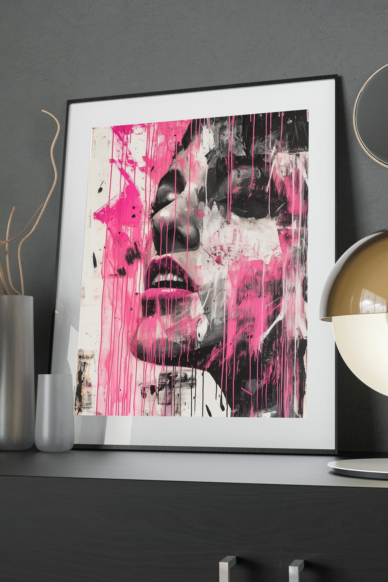 Moody Brash Pink Maximalist Print, Digital Download, Printable Wall Art ...