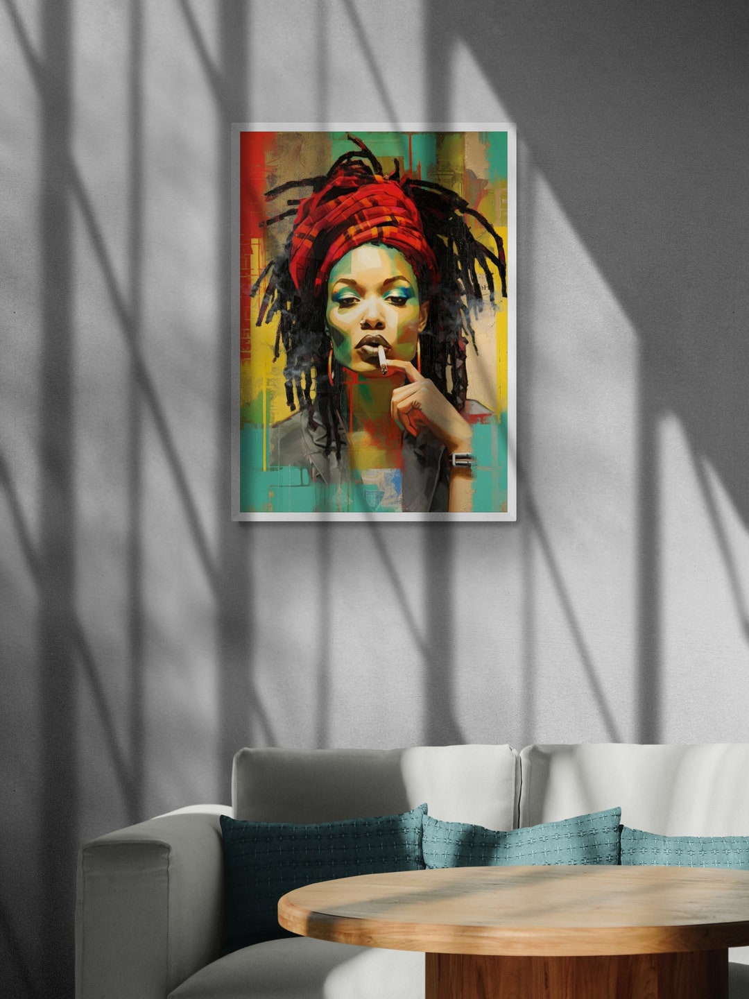Smoking Rasta Women Portrait Printable Wall Art Instant - Etsy