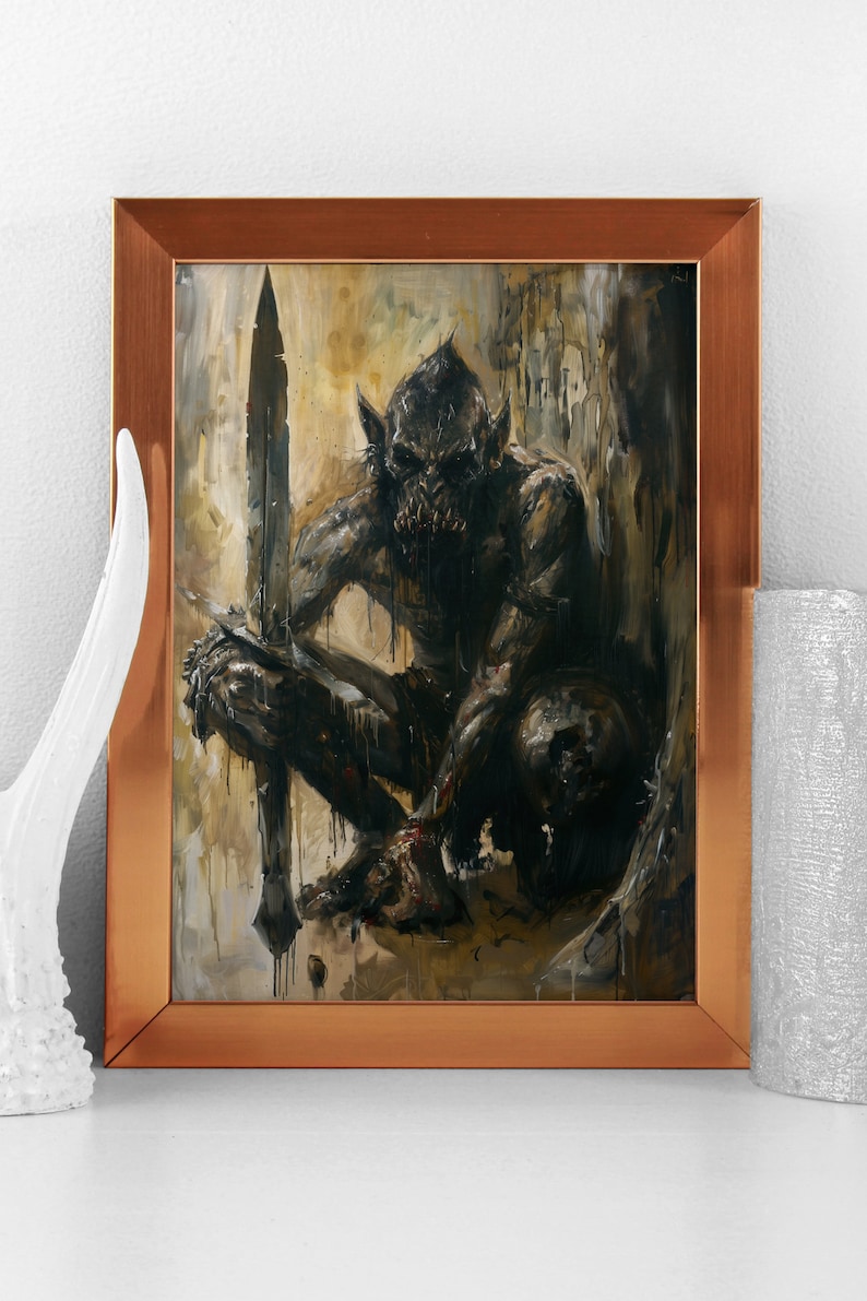 Moody Orc Painting, Digital Instant Download, Printable Wall Art, Dark ...