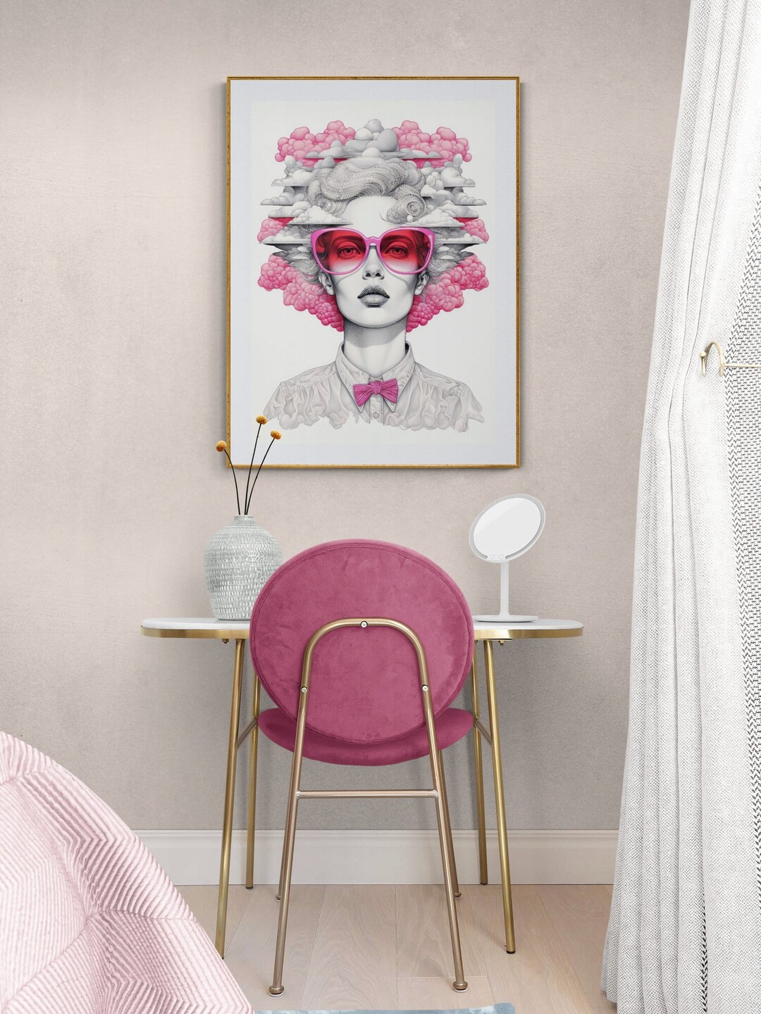 Preppy Portrait Print, Instant Download, Surrealist Wall Art ...